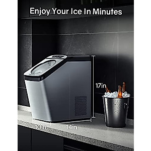 Thereye Countertop Nugget Ice Maker, Top-Loading Pebble Ice Maker Machine, 30lbs Per Day, 2 Ways Water Refill, Self-Cleaning, Stainless Steel Finish Ice Machine for Home Office Bar Party