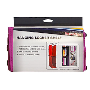 Hanging Fabric Locker Shelf - 2 shelves, fits standard lockers, durable fabric, Colors may vary