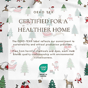 Great Bay Home Christmas Flannel Sheet Set Queen Size - 100% Turkish Cotton, Double-Brushed, Winter Bed Sheets - Ultra-Soft, Cozy, 4-Piece Christmas Bedding Set (Santa)