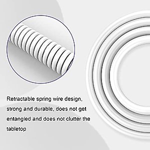 ZIYOU LANG C01 Custom Coiled USB C to A Cable with Detachable Double Sleeved Spiral Cable Extendable Spring Line Metal Aviator for Playstation Xbox Keyboard Mouse USB Flash Drive Printer(White)