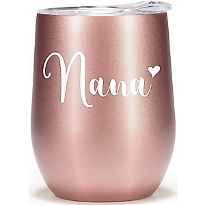 VIOLET & GALE Nana Gifts for Grandma - 12oz Wine Glass Tumbler Cup - Lovely Grandma Gift for Best Nana Ever, Beautiful Insulated Coffee Mug