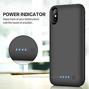 Feob Battery Case for iPhone Xs/X, Rechargeable 6500mAh Portable Charging Case Extended Battery Pack Cover Power Bank Charger Case for iPhone Xs/X[5.8 inch]-Black