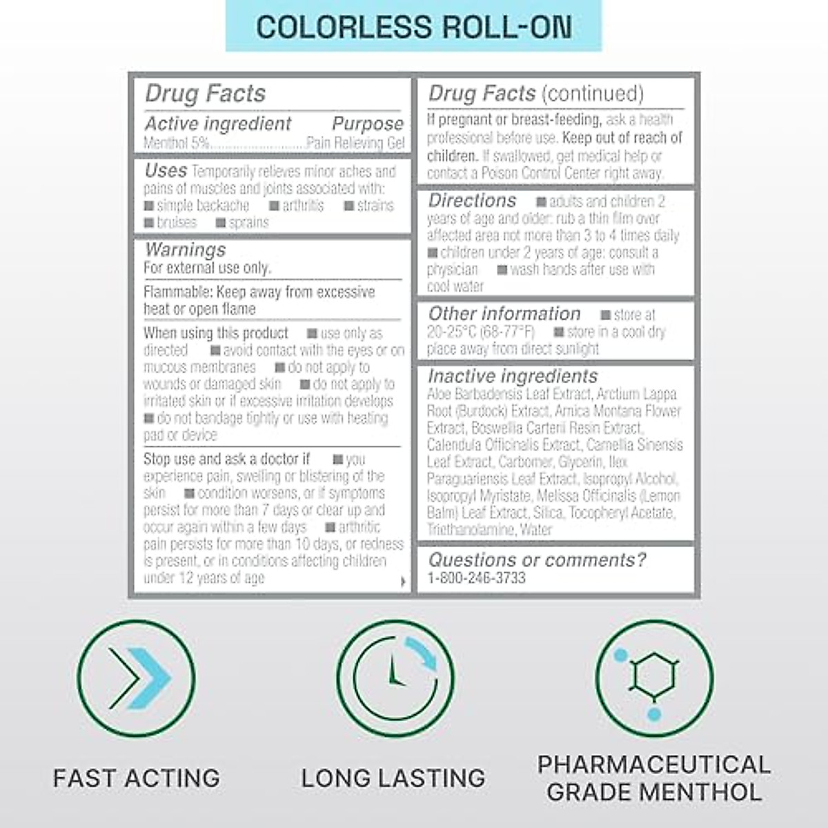 Biofreeze Professional Colorless Pain Relief Roll On, Knee & Simple Backache Relief, Arthritis Pain Reliever, Neck Pain Relief, Cooling Joint Pain Relief, Roll-On Menthol Gel 3 Fl Oz