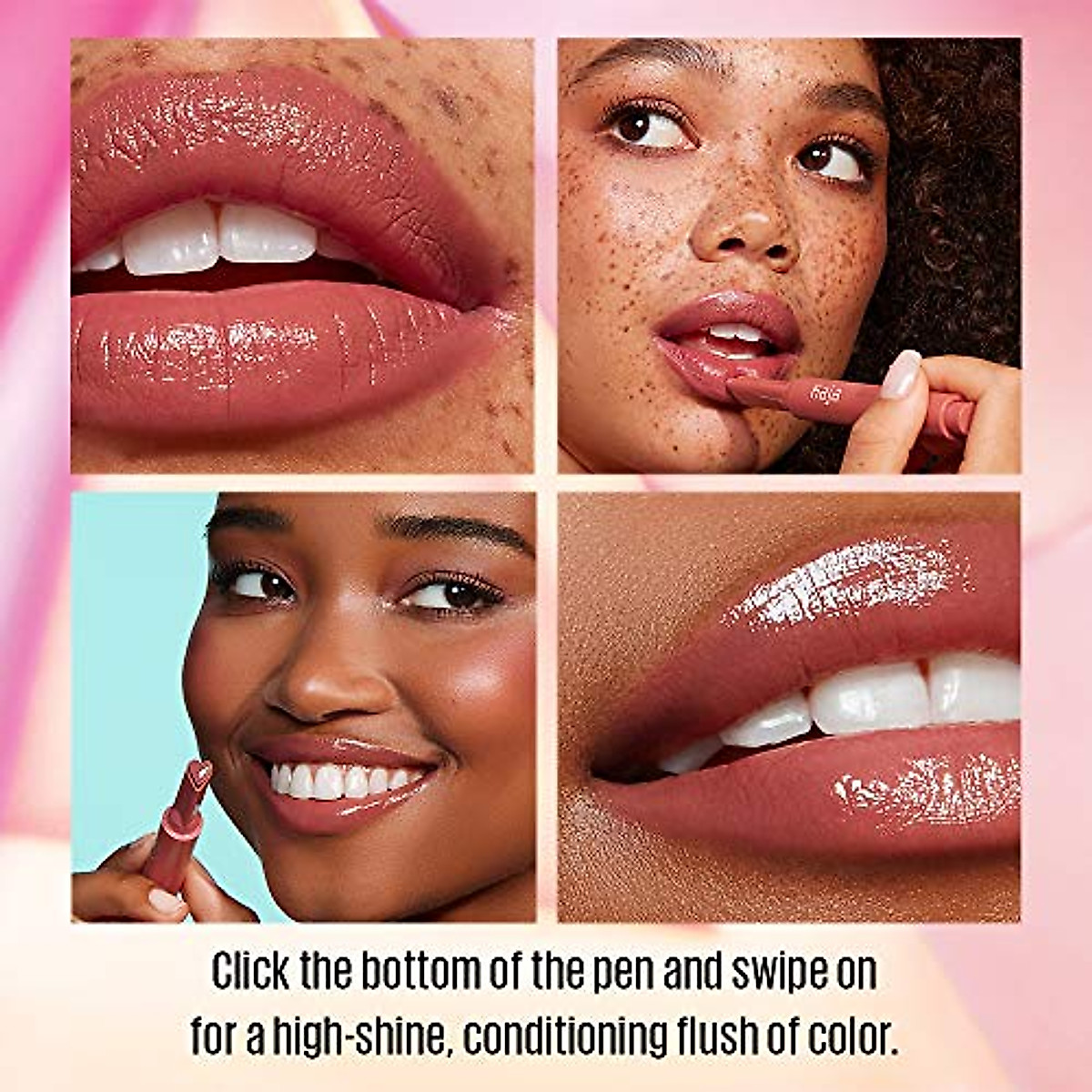 Kaja Lip Gloss - Heart Melter | High-shine, Glossy Finish, Peppy Pink Nude, Moisturize, 05 Hunny Bun, 0.04 Oz