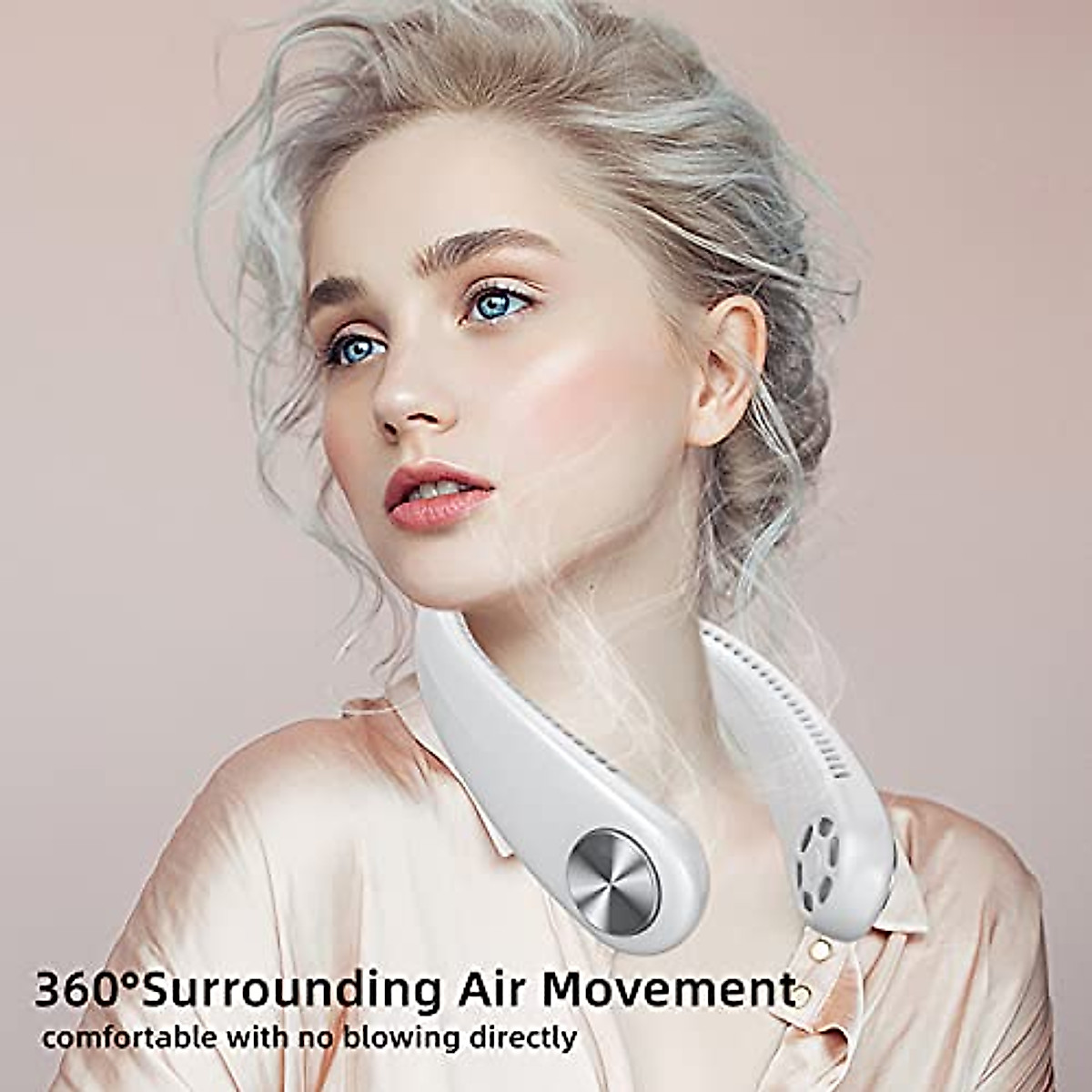 Neck Fan, Portable Fan Personal Fan Hands Free Bladeless Neck Fan 3 Speeds Adjustment 360° Cooling USB Wearable Fan Rechargable Hanging Neck Fan for Women, Men, Office, Travel, Outdoor