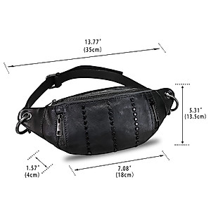 Genuine Leather Sling Bag for Women Fanny Bag Casual Hiking Daypack Crossbody Chest Bags Motorcycle Shoulder Backpack (Darkgrey)