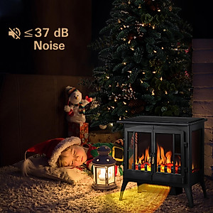 Havato Electric Fireplace Heater, Freestanding Fireplace Heater with Realistic Flame, Overheating Safety Protection, Indoor Space Heater(24 Inch, Black)