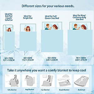 OIGAE Cooling Blanket for Hot Sleepers – Thin Summer Cooling Blanket Twin Size, Q-Max >0.5 Lightweight Cooling Throw Blanket for Bed, Couch, or Sofa – Snowflake Cool Blankets, (Blue, 60" x 80")