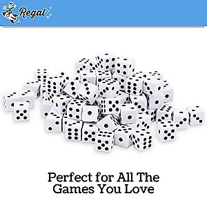 Regal Games - 6-Sided Urea Game Dice Set - Standard 16mm Size - 100 Count - White - Perfect for Group Events, Bulk Buying