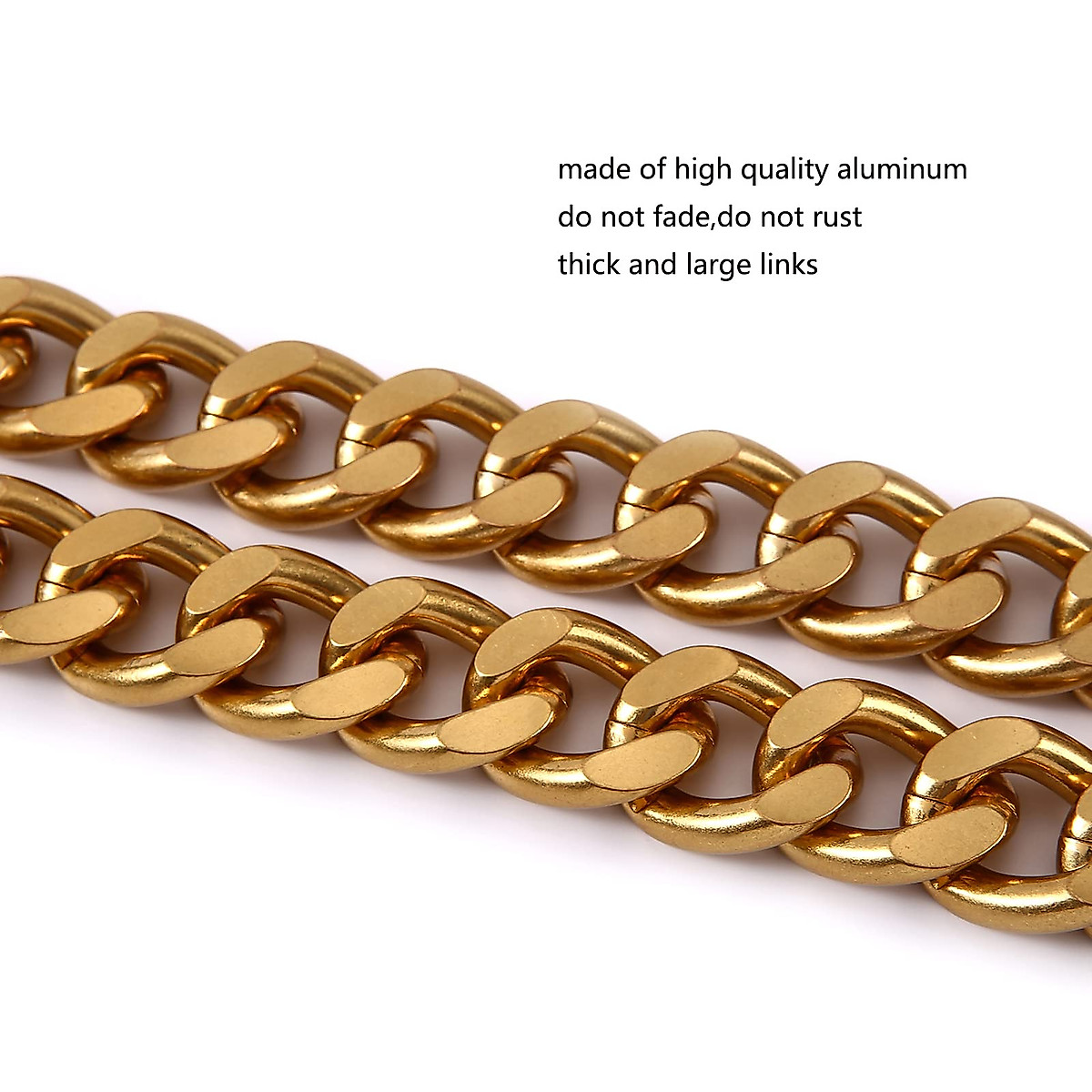 42''Substantial Big Metal Cross-Body Chain Purse Strap Replacement for Mini Wallet,Waist Pack,Chest Bag (Antique Gold,Large)