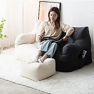 FBKPHSS Beanbag Cover Only, Ultra Soft Bean Bags Chairs Lazy Lounger Tatami (No Filler) Lounger Seat Bean Bag Cover Soft Beanbag Chair,Dark Grey,120 * 60cm