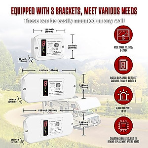 RV Propane Gas Detector, Aprvtio ALD-20 Digital RV Propane/LPG Gas Alarm 12V, 85dB Alarm, for Trailer, Motorhome,Motor Coach, Truck Camper, Equipped with 3 Brackets,Easy to Install,White