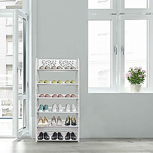 BILEK 6 Tiers Wooden Shoes Rack Free Standing Shoe Shelf Storage Organizer, Stable Structure & Strong Material, for Convenient Shoe Organization,White(16.54" x 9.45" x 38.19")
