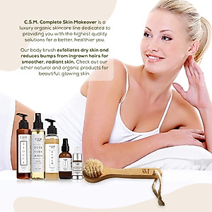 CSM Mini Dry Brush - Natural Bristle Small Body Brush, Exfoliating Facial Cleansing Brush for Soft Skin and Other Sensitive Areas Like Your Neck, Chest, and Nails