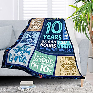 SIKLTY 10 Year Old Boy Gift Ideas, Coolest Gifts for 10 Year Old Boys, Boys Age 10 Gift for Birthday, 10th Birthday Decorations for Boy, Best 10 yr Old Boy Birthday Gift Throw Blanket 60 x 50 Inch