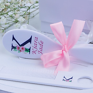 Personalized Baby Gift Girl, Baby Brush & Comb Set, Floral Initial Baby Gift, Baby Gifts for Newborn Girls.
