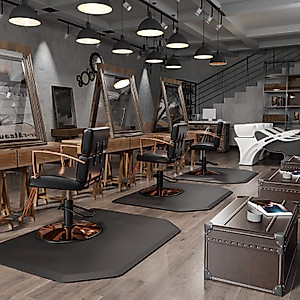 OmySalon Salon Mat for Hair Stylist 4’x5’ Anti Fatigue Barber Floor Mat with Round Base, Salon Chair Mat for Hairdresser Standing, Barbershop Beauty Spa Styling Shampoo Equipment