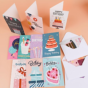 NESCCI Birthday Cards,24 Pcs Blank Cards with Envelopes & Stickers,24 Design,4x6 Inches Happy Birthday Card,Birthday Card for Kids, Family, Friends, and Colleagues