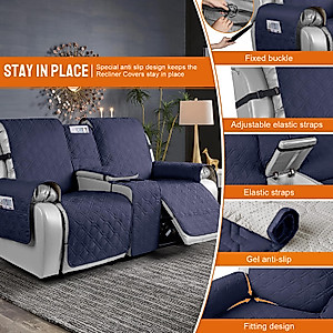 VANSOFY Loveseat Recliner Cover with Console 100% Waterproof Sofa Slipcovers Non-Slip Reclining Couch Cover Split Sofa Covers Furniture Protector for Pets, Dogs(Dark Blue)