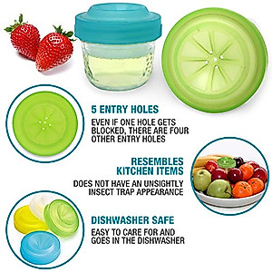 Masontops Trap Caps - Reusable Indoor/Outdoor Fruit Fly Trap Catching Lids - Fits Any Regular Mouth Mason Jar - 4 Pack