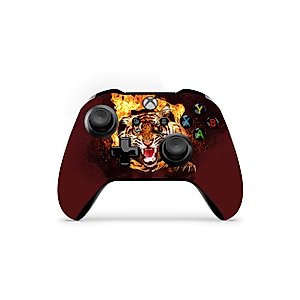 ZOOMHITSKINS Controller Skin Compatible with X1 S and X1 X, Vinyl Sticker Technology, Tiger Fire Brown Orange Jungle King, Durable, 1 Skin, Made in The USA