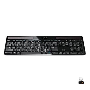Logitech K750 Wireless Solar Keyboard for Windows, 2.4GHz Wireless with USB Unifying Receiver, Ultra-Thin, Compatible with PC, Laptop - Black