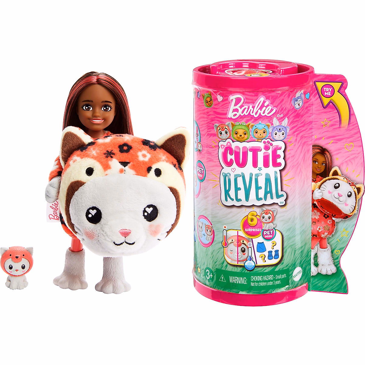Barbie Cutie Reveal Chelsea Doll & Accessories, Animal Plush Costume & 6 Surprises Including Color Change, Kitten as Red Panda
