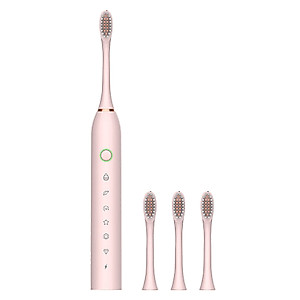 Electric Toothbrush with 4 Brush Heads, 6 Cleaning Modes, Smart Timer, IPX7 Waterproof Gentle and Effective Clean Teeth, Rechargeable Sonic Toothbrush for Adults