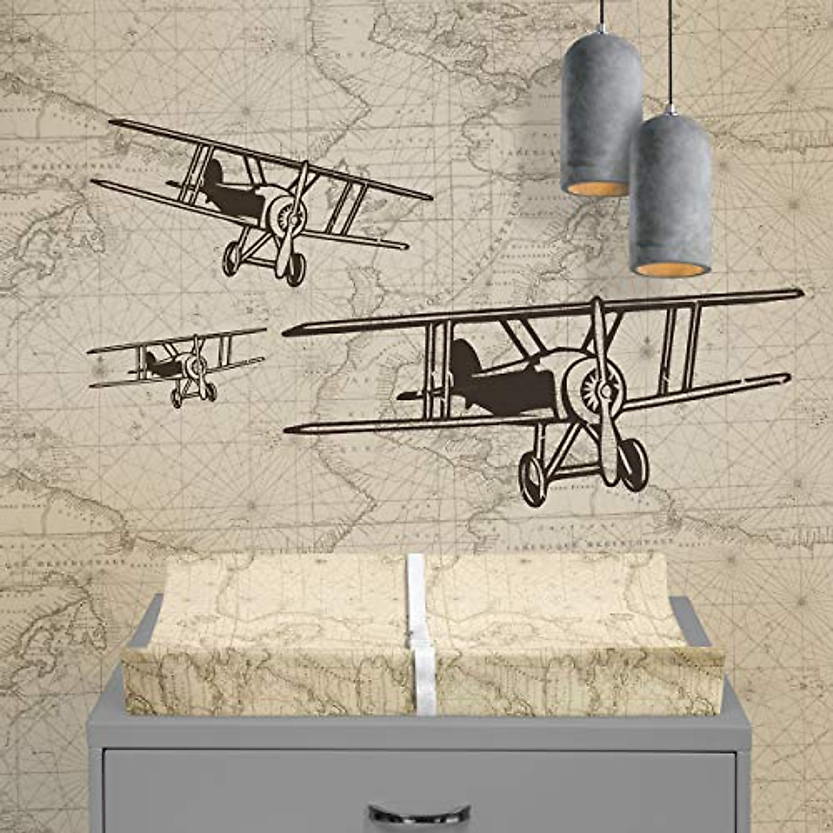 Glenna Jean Air Traffic, Changing Pad Cover Map Print, Blue/Red