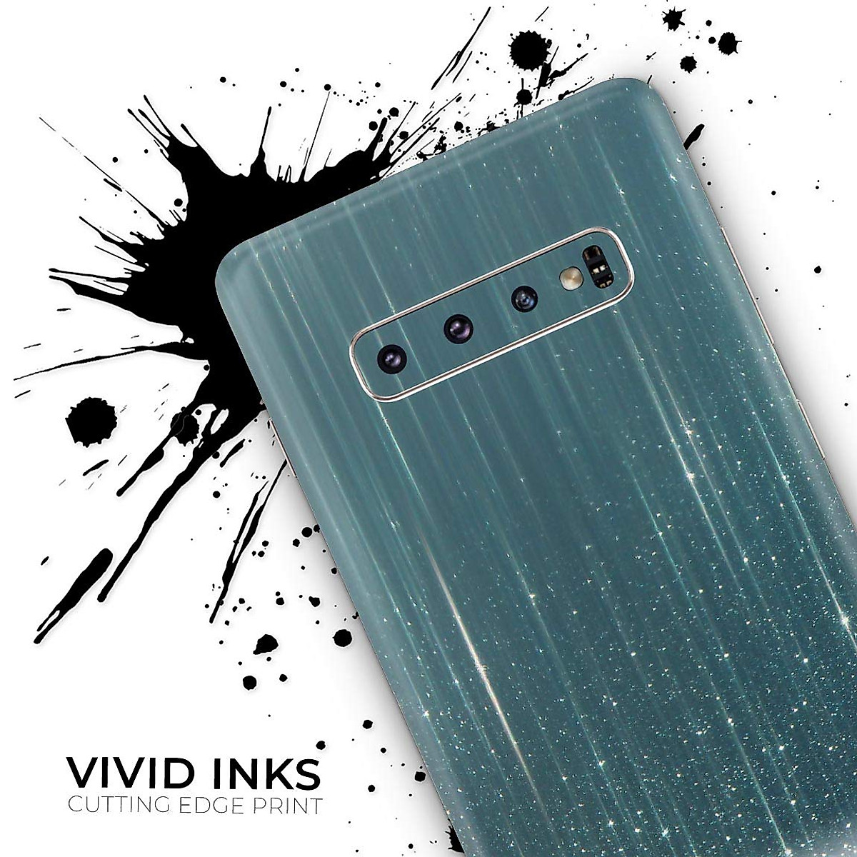 DesignSkinz Scratched Teal and White Surface with Silver Sparkle Protective Vinyl Decal Wrap Skin Cover Compatible with The Samsung Galaxy S20 (Screen Trim & Back Glass Skin)