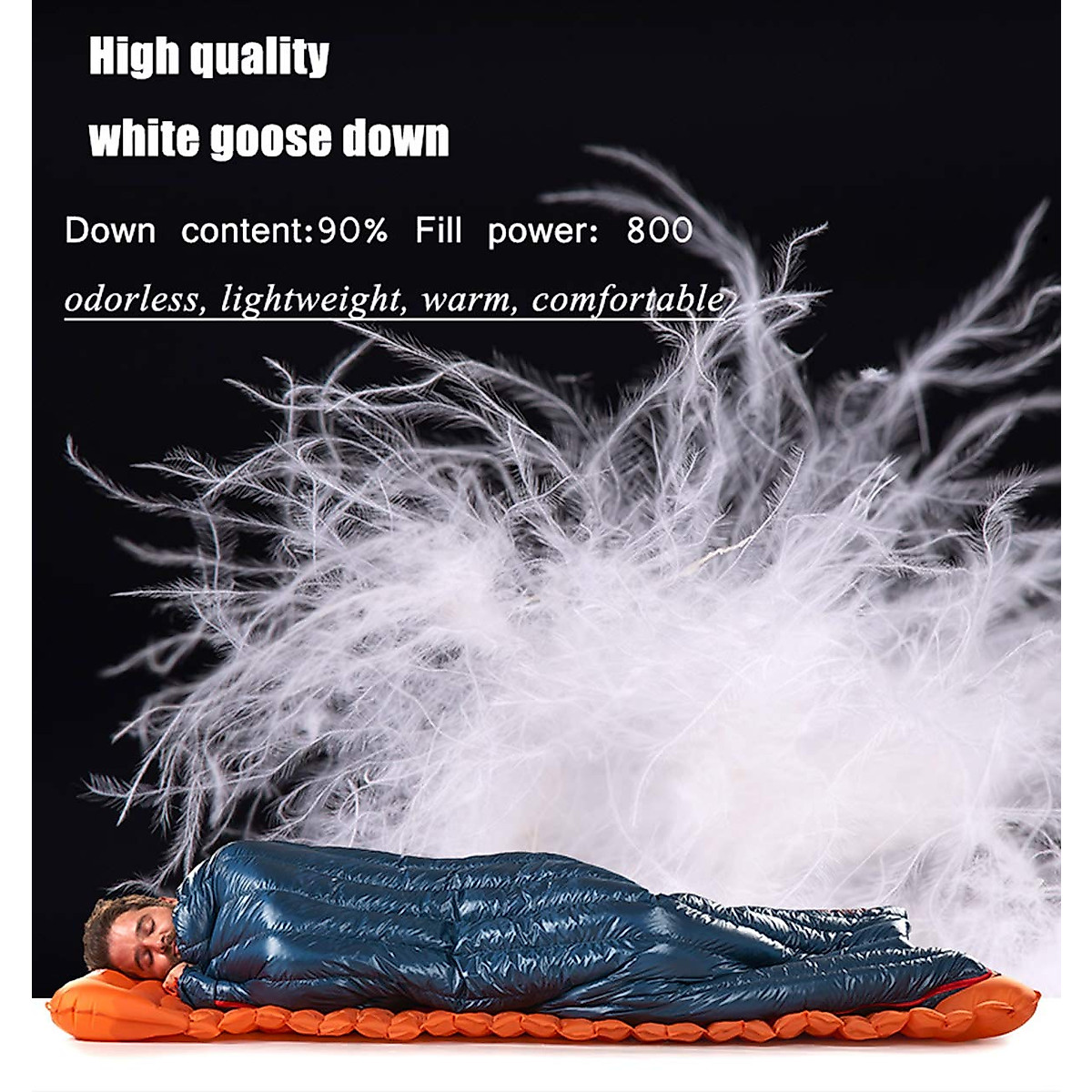 Naturehike Ultralight Goose Down Camping Sleeping Bag 800 Fill Power Compact Envelope Backpacking Sleeping Sack for Hiking Outdoor (Blue)