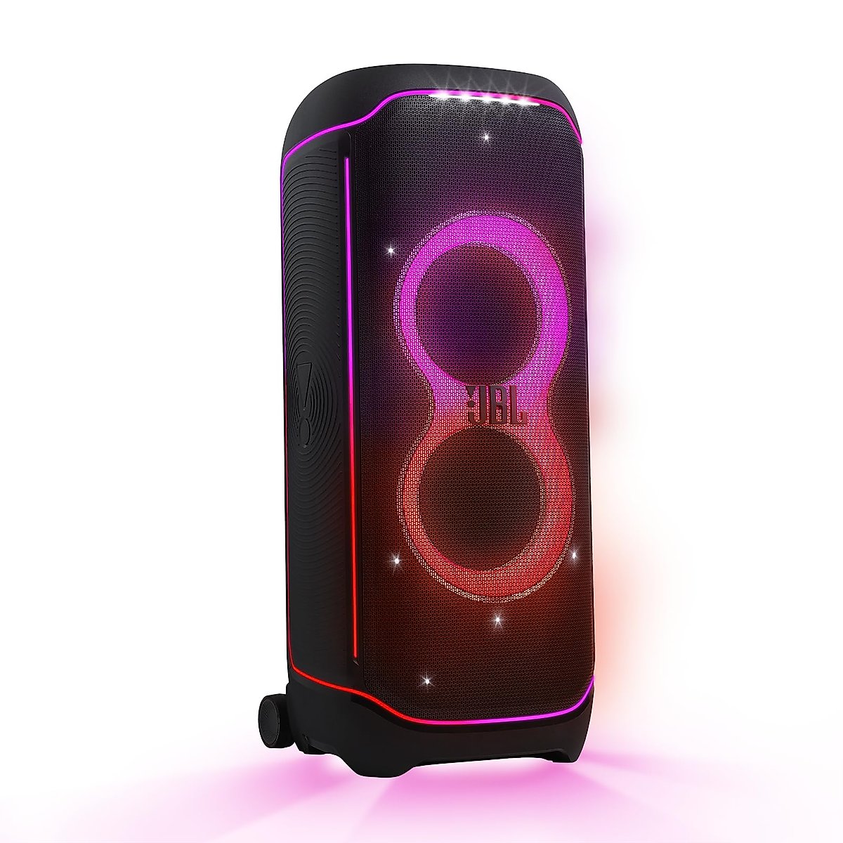 JBL Partybox Ultimate - Multi Purpose Party Speaker, with Wi-fi & Bluetooth Connectivity, Wireless, Lightshow, IPx4 Slashproof, Dual Mic & Guitar Inputs, Handle & Sturdy Wheels, Black