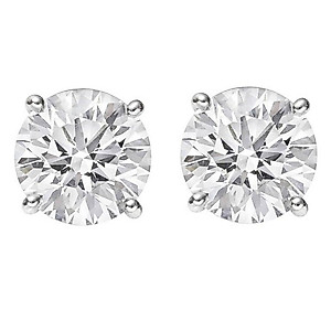 2.5 Carat 18K White Gold GIA Certified Round Cut Diamond Earrings 4 Prong Push Back Premium Collection (G-H Color, SI1-SI2 Clarity)