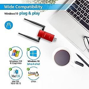 L-Link USB WiFi Adapter AC1300Mbps 3.0 Fast Connection for Desktop PC and Laptop with 2.4GHz, 5GHz High Gain Dual Band 5dBi Antenna, WiFi Dongle Supports Windows 10/8/8.1/7/Vista/XP/Mac OS/ Linux