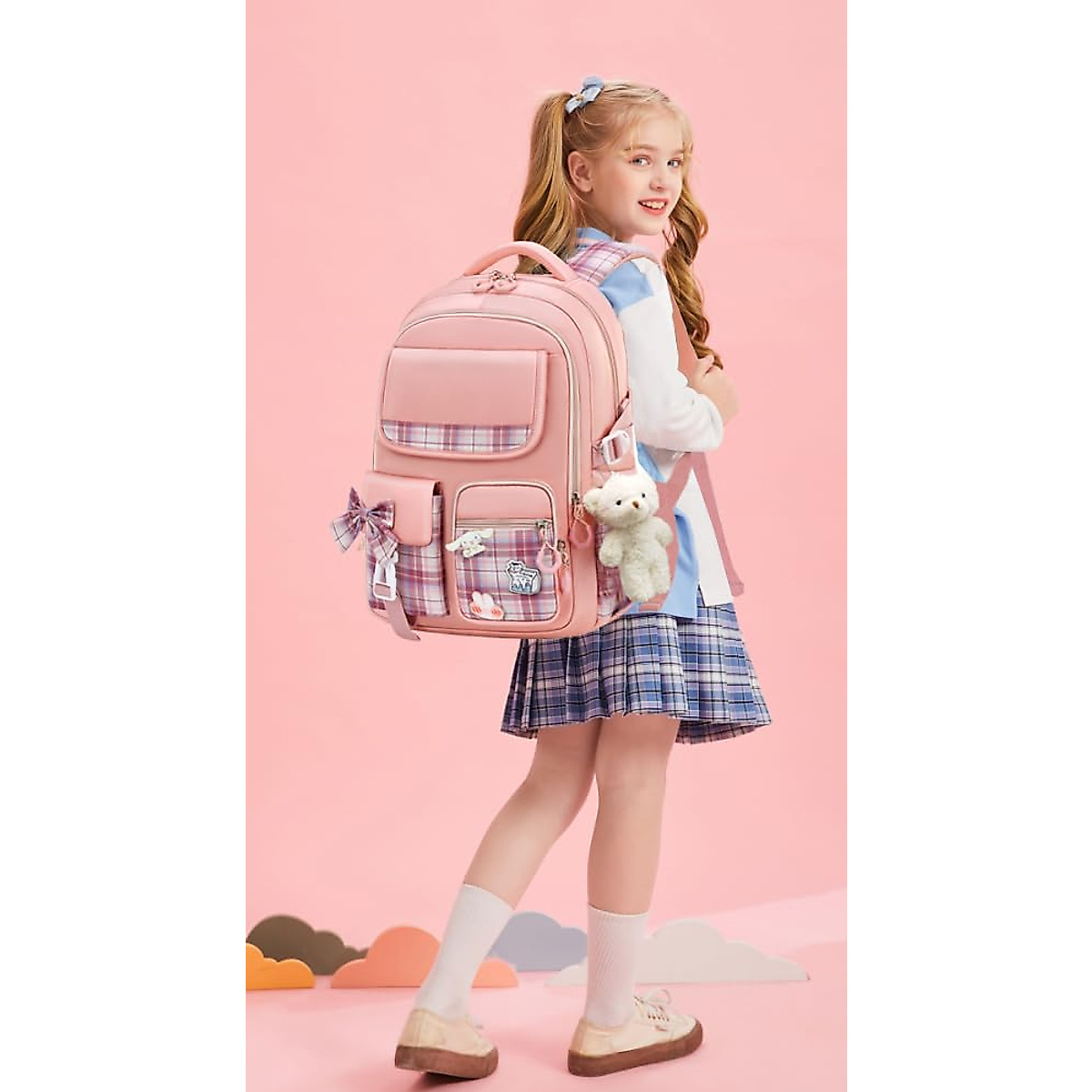 XINWLL Backpack for Girls, 15.6 Inch Laptop School Bag Kids Kindergarten Elementary College Backpacks Large Bookbags for Teen Girls Women Students Casual Travel Daypacks