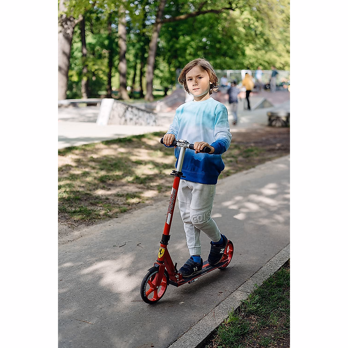 DAKOTT Ferrari Foldable Kick Scooter 2 Wheel, Quick-Release Folding System, Shock Absorption Mechanism, Large 200mm Wheels Scooters for Adults and Teens, Black, (FXA2080BLK)