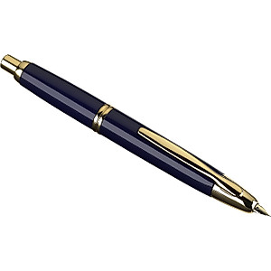 PILOT Vanishing Point Collection Refillable & Retractable Fountain Pen, Blue Barrel with Gold Accents, Blue Ink, Medium Nib (60266)