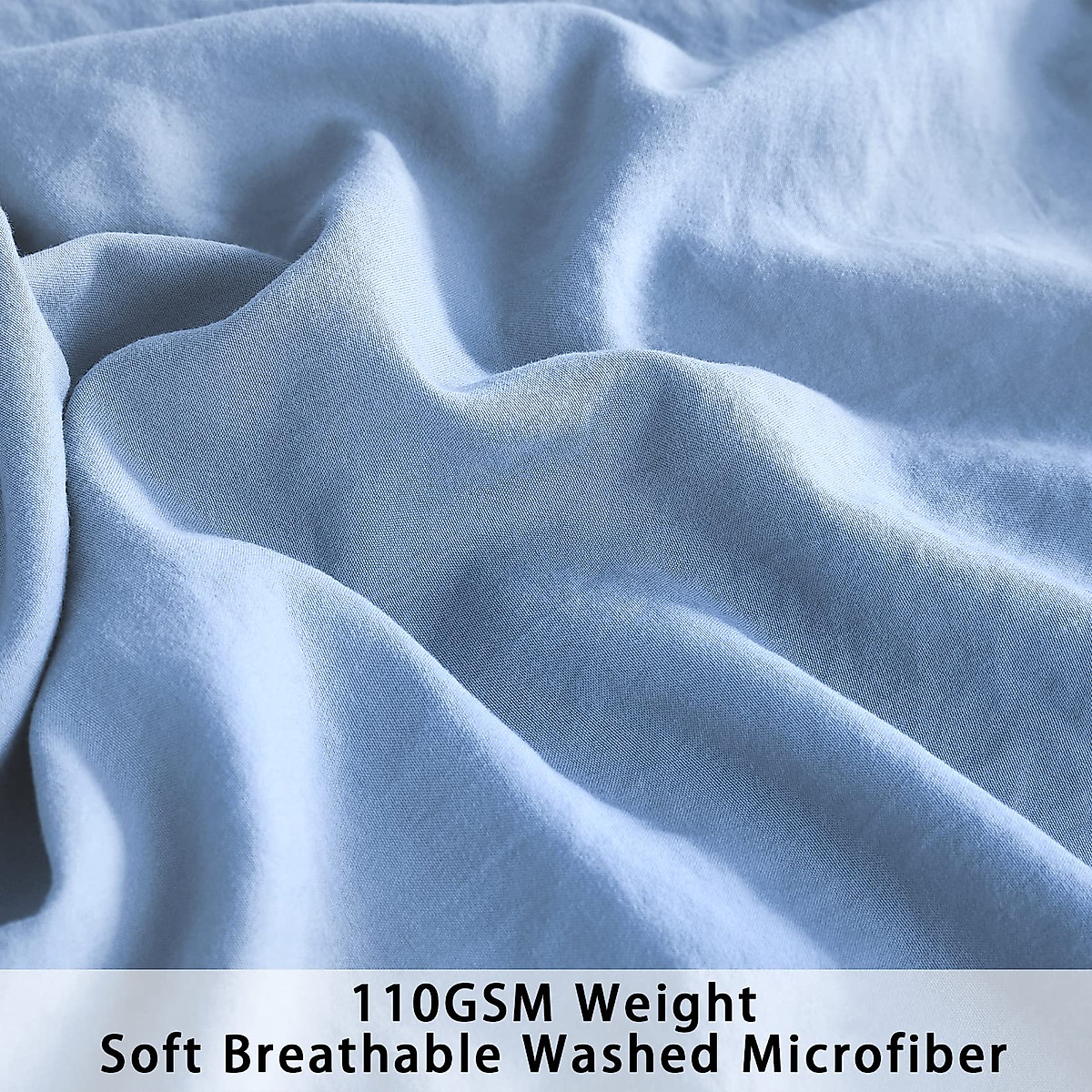 Pom Pom Duvet Cover Queen Size, Soft Washed Microfiber Duvet Cover Set, 3 Pieces Boho Duvet Cover Set with Zipper Closure, Dusty Blue, 90x90 inches