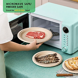 Gezond 100% Compostable Paper Plates 7 Inch, 150pcs Disposable Heavy-Duty Plates Unbleached Biodegradable Plate Made of Sugarcane Fiber