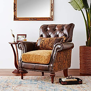 ACME AC-0 Sofa, 2Tone Brown PU & Chenille