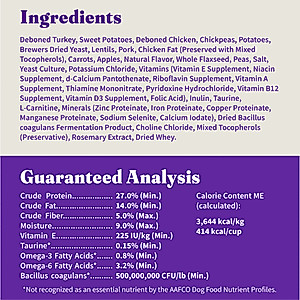 Halo Holistic Dog Food, Complete Digestive Health Grain Free Cage-Free Turkey and Sweet Potato Recipe, Healthy Weight Support, Dry Dog Food Bag, Adult Formula, 21-lb Bag