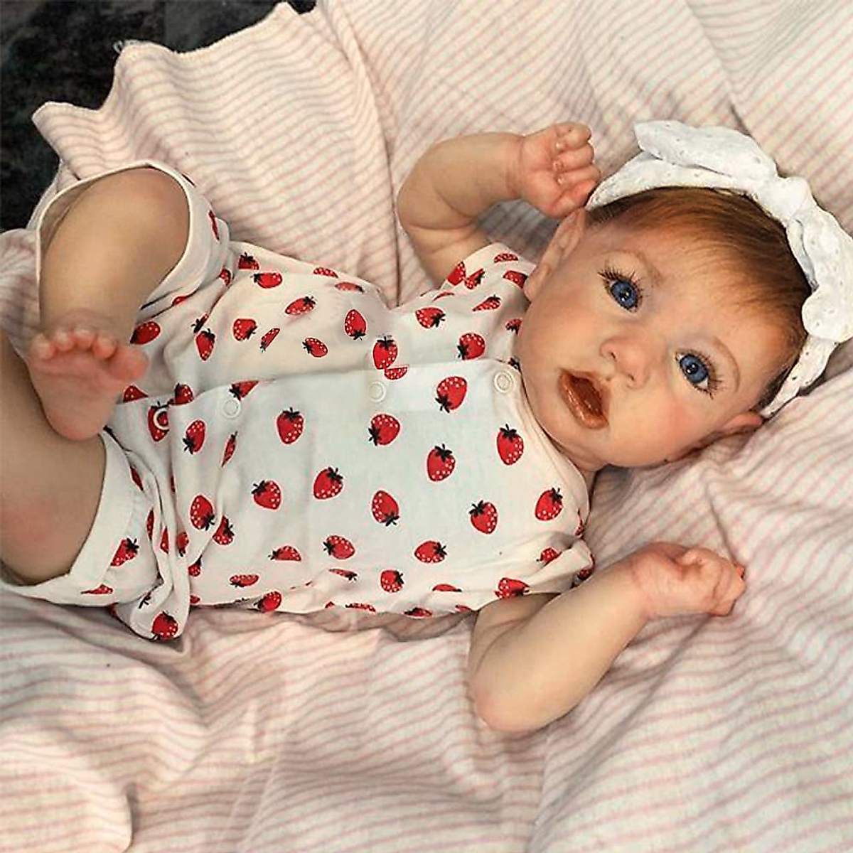 KSBD Reborn Baby Dolls Girl with Realistic Veins, 20 Inch Newborn Baby Doll with Weighted Cloth Body, Lifelike Reborn Doll, Advanced Painted Vinyl Gift Set for Kids Age 3+, Real Saskia Replica