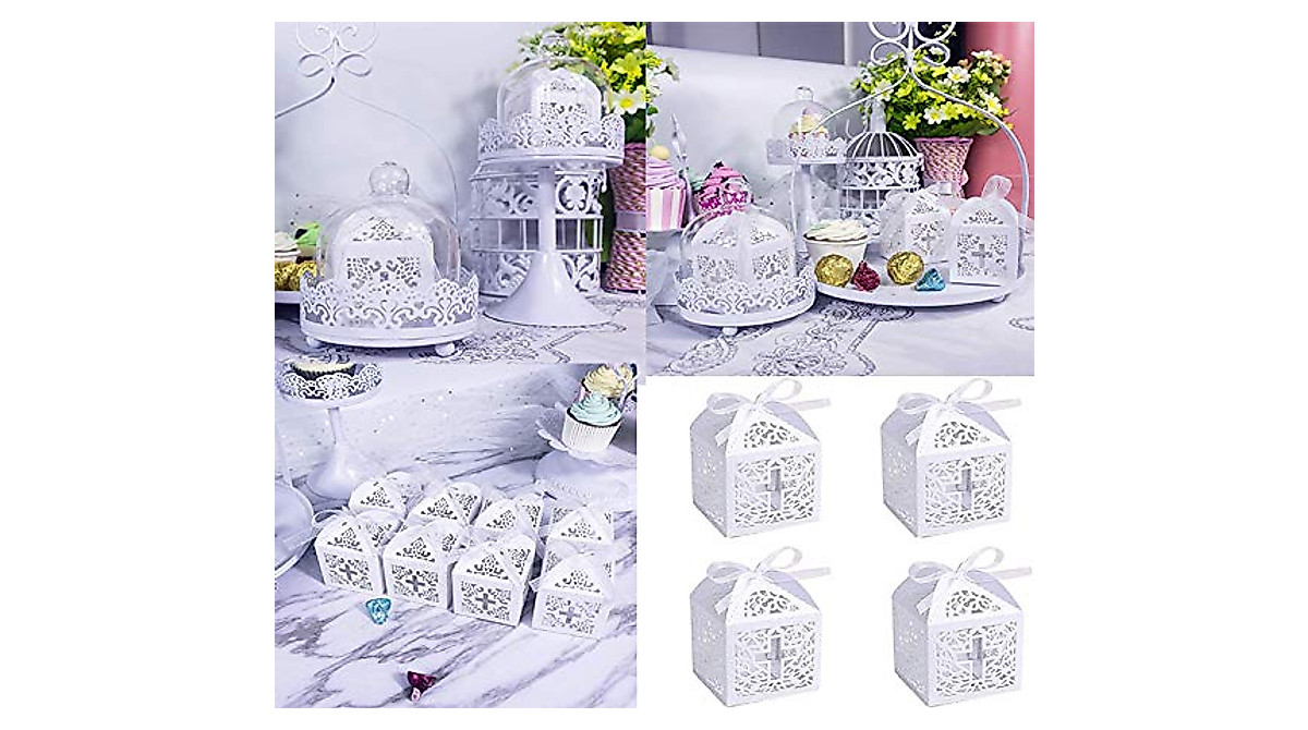 Sohapy 50Pcs Baptism Favor Boxes for Baby Showers