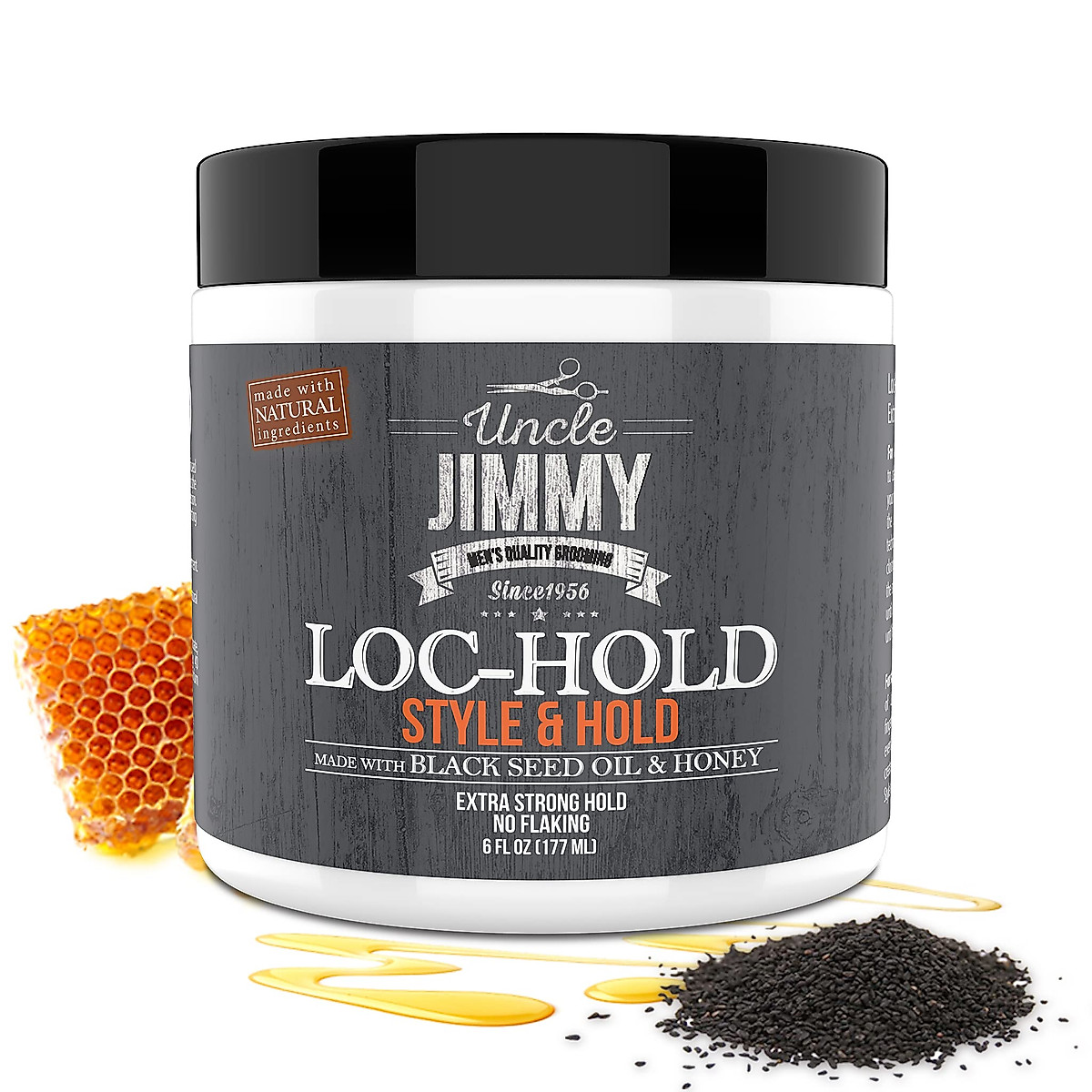 Uncle Jimmy Loc Hold Premium Hair Styling Pomade/Hair Wax - Medium to Strong Hold Clear Thick Formula Palmade 6 Fl Oz