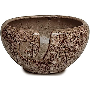 Deals of Today - ABHANDICRAFTS 6" Brown Ceramic Yarn Bowl Knitting Ball Holder Yarn Storage Bowl Crochet All Men Women