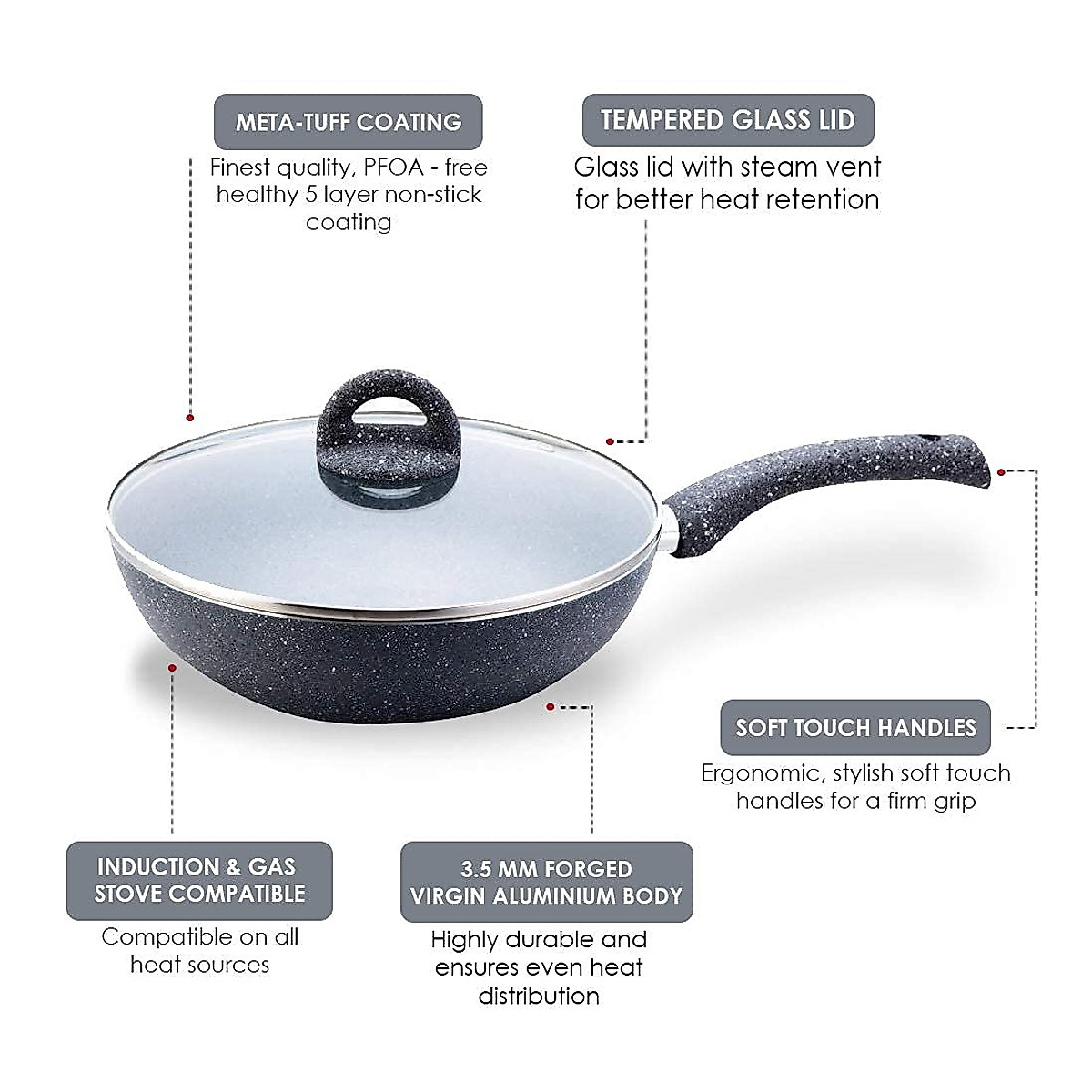 Wonderchef Granite Wok with lid