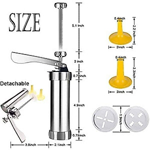 Cookie Press Maker Kit for DIY Biscuit Maker and Decoration with 8 Stainless Steel Cookie discs and 8 nozzles (Stainless Steel)