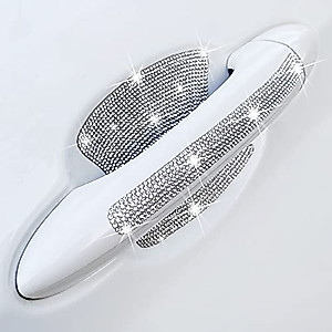 8Pcs Bling Car Door Handle Protector, Bling Car Accessories Crystal Glitter Door Handle Protector Stickers and Decals Scratch Safety Reflective Auto Sticker for Woman …