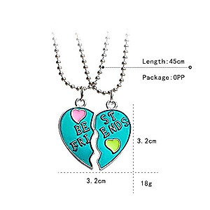 MJartoria BFF Necklace for 2-Cute Split Heart Pendant Best Friends Forever Friendship Best Friends Necklaces for Girls, Sisters