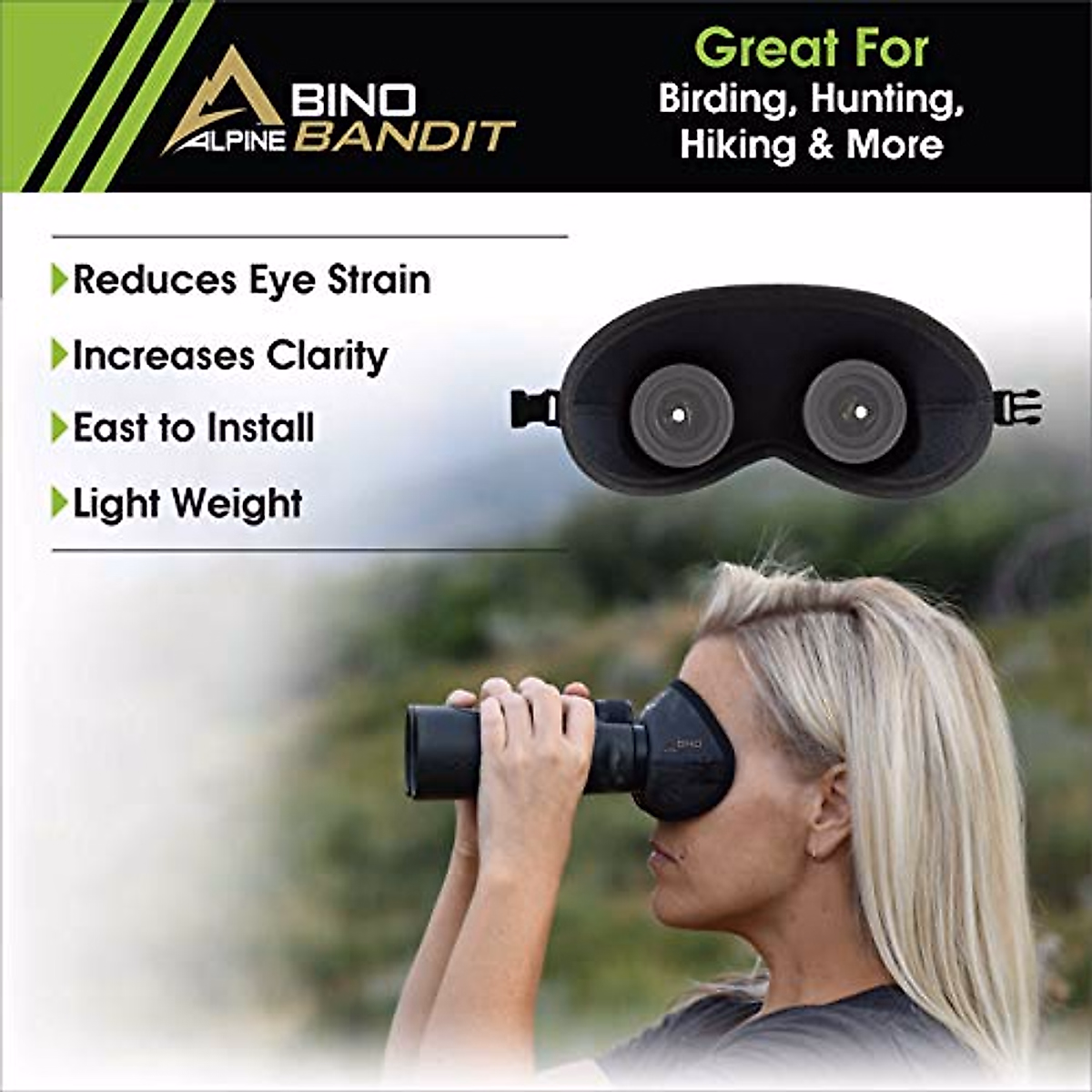 Slicker Bino Bandit - Blocks Glare, Improves Visual Acuity and Reduces Eye Fatigue. FITS All Binoculars. (Stealth Olive)